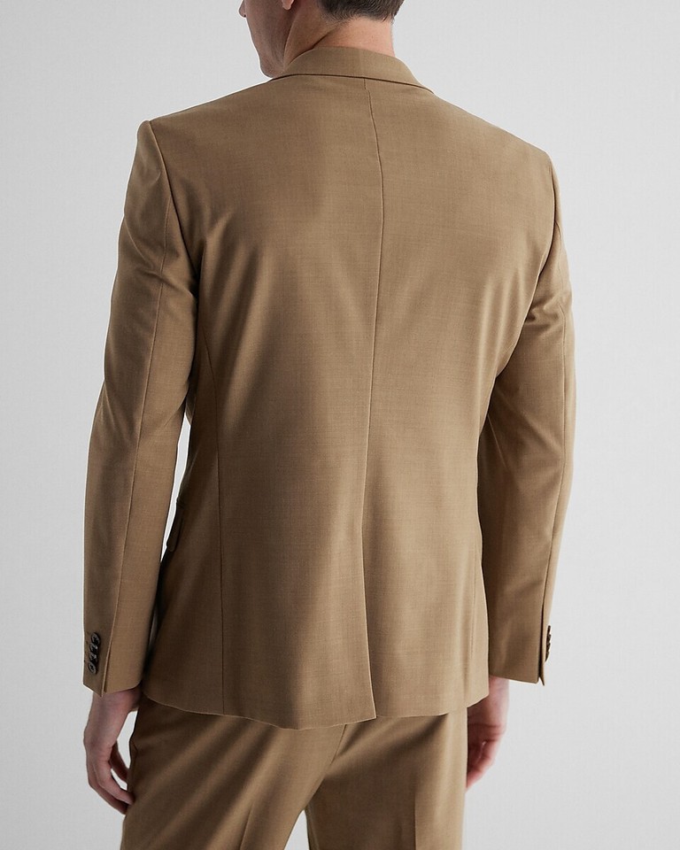 NEW EXPRESS $298 TAN SLIM WOOL BLEND MODERN TECH SUIT JACKET SZ 44R | eBay