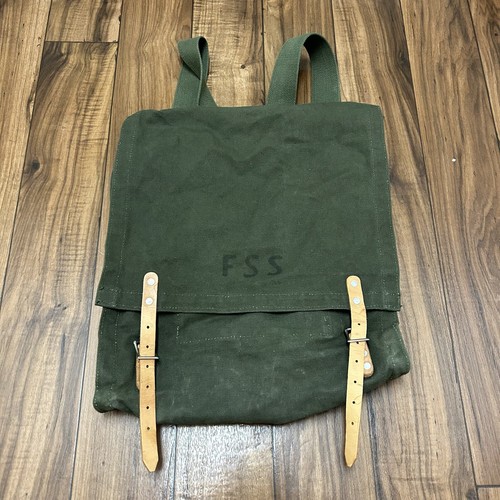 Vintage USFS Forest Service Canvas Backpack Rucksack FSS Leather Straps ...