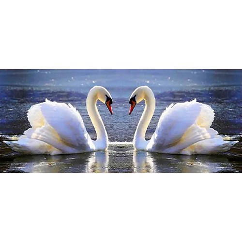 Full Cross Stitch 11CT Cotton Thread Swans DIY Printed Embroidery Kits ...