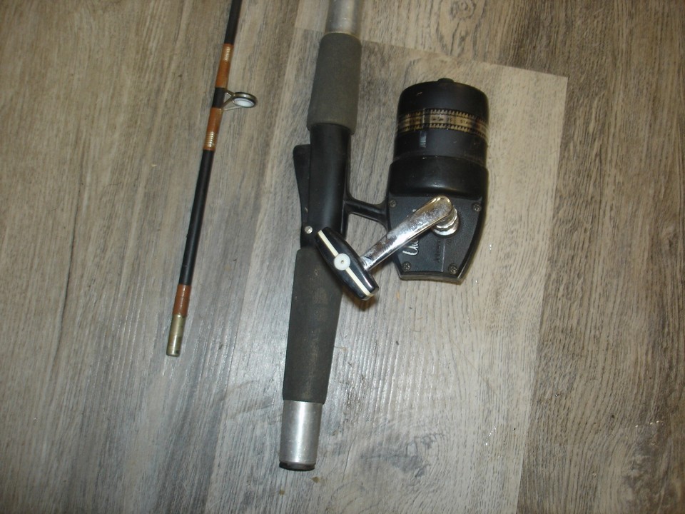 Vintage Johnson Fishing Reel Black Uni-Spin 70 Reel & Rod Combo | eBay