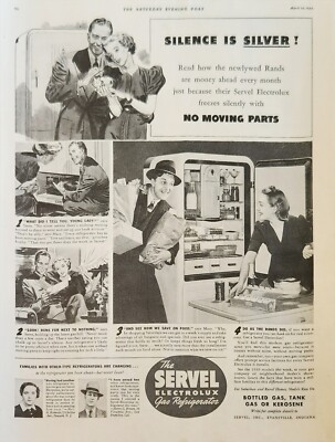 1939 Servel electrolux gas refrigerator Vintage Ad silence is silver | eBay