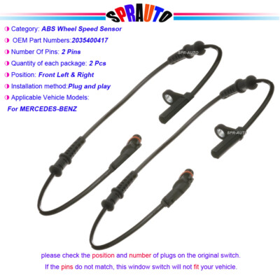 2 ABS Wheel Speed Sensor Front Right & Left For Mercedes C CLK AMG ...