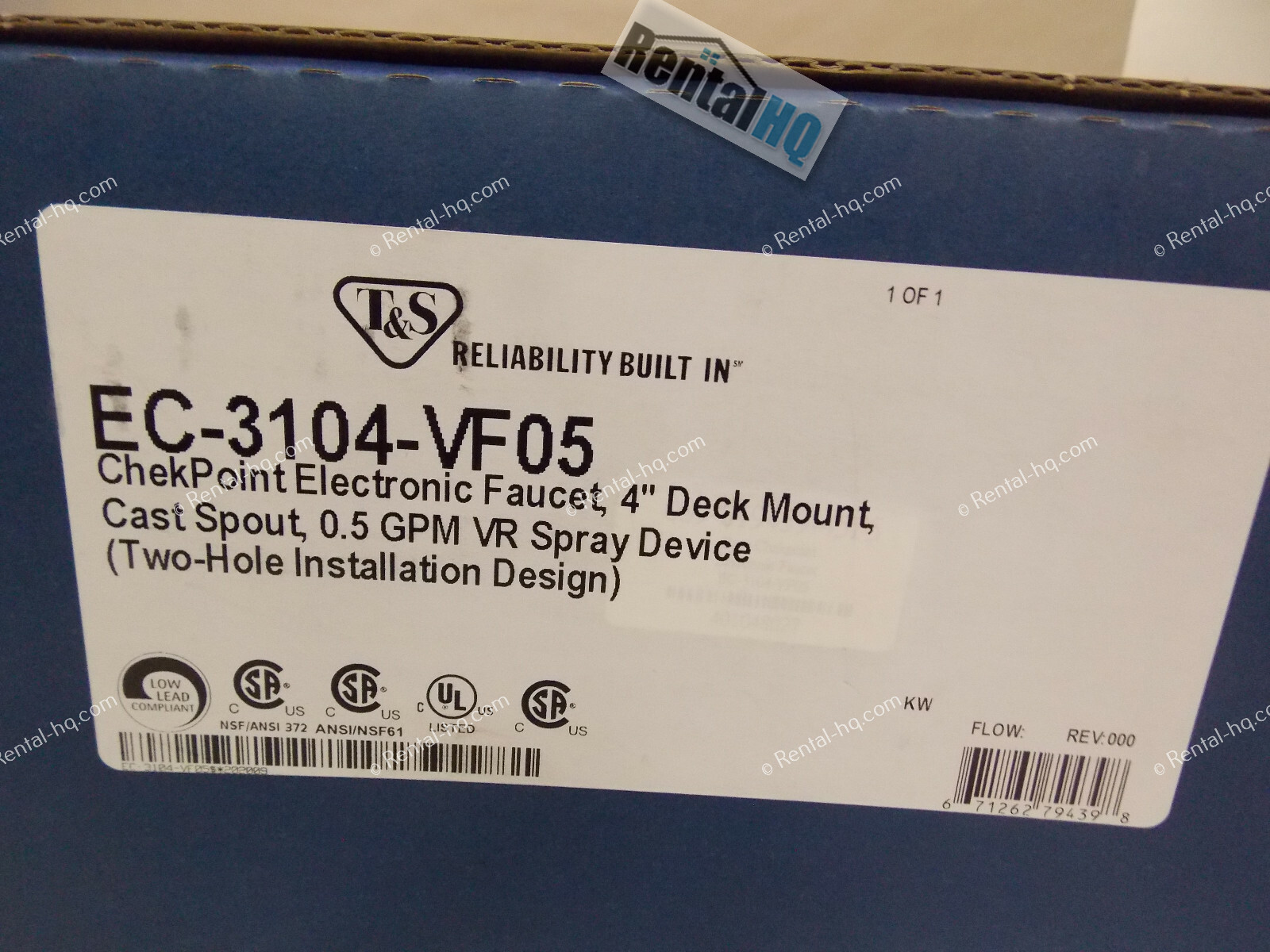 T&S EC-3104-VF05 Sensor Touchless Faucet 4 in. Deck Mount, Polished ...