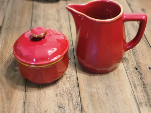Apilco Flora Red Porcelain Creamer & Sugar Dish | eBay