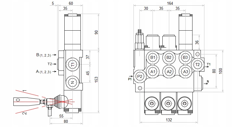 1x FLOATING spool 3 Bank Hydraulic Directional Control Valve 11gpm 40L ...