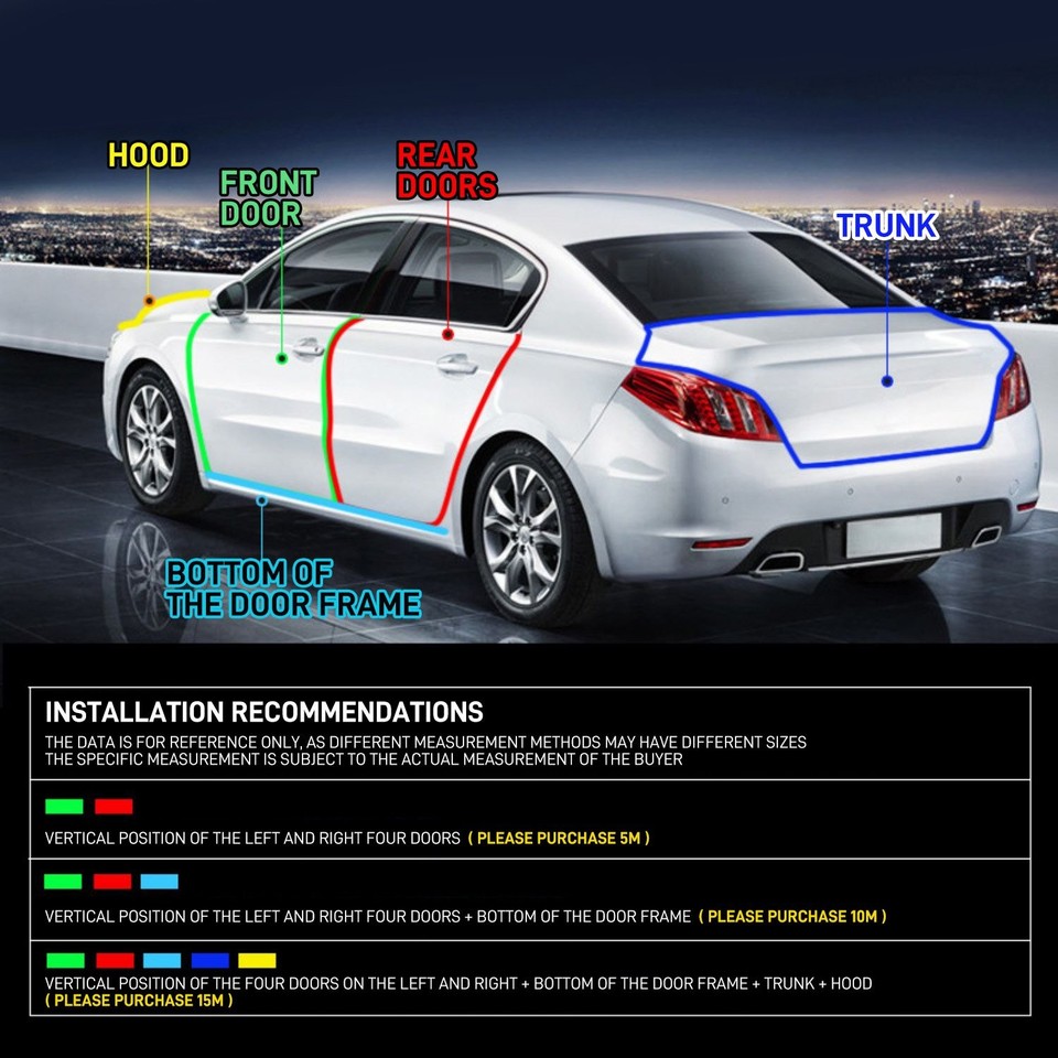 White Moulding Rubber Seal Trim Weather Stripping Car Front Rear Door ...