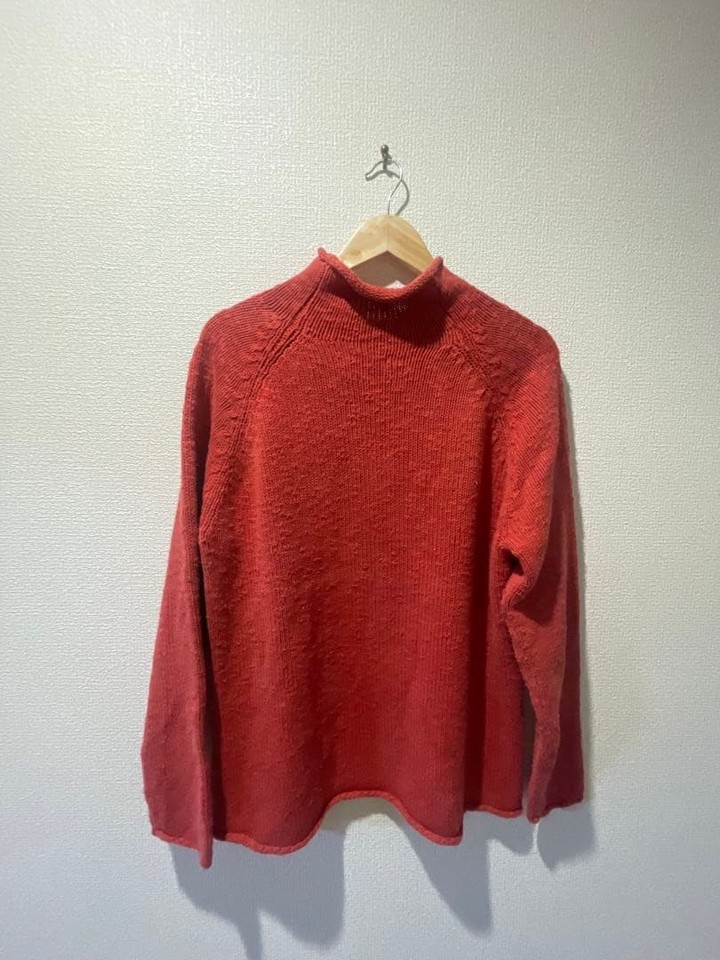 L.L.Bean Mock Neck Sweater Roloed Hem Raglan Sleeves Wool Blend - Used ...
