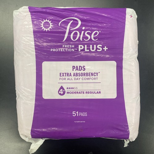 Poise Incontinence Pads - 4 Moderate Absorbency, Regular Length - 51 ...