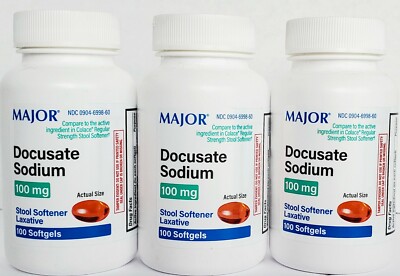Major Docusate Sodium (Laxative) 100mg Softgels 100ct -Exp Date 12-2027 ...