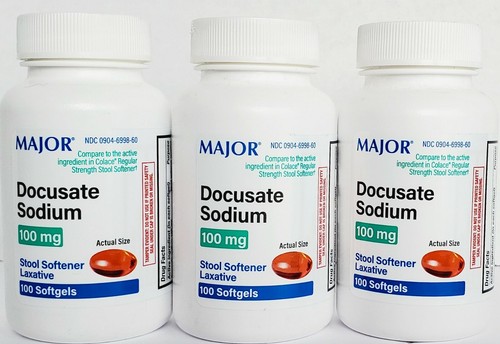 Major Docusate Sodium (Laxative) 100mg Softgels 100ct -Exp Date 12-2027 ...