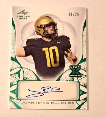 2024 Leaf Trinity Signatures Green #JRP John Rhys Plumlee Rc Auto #21/ ...