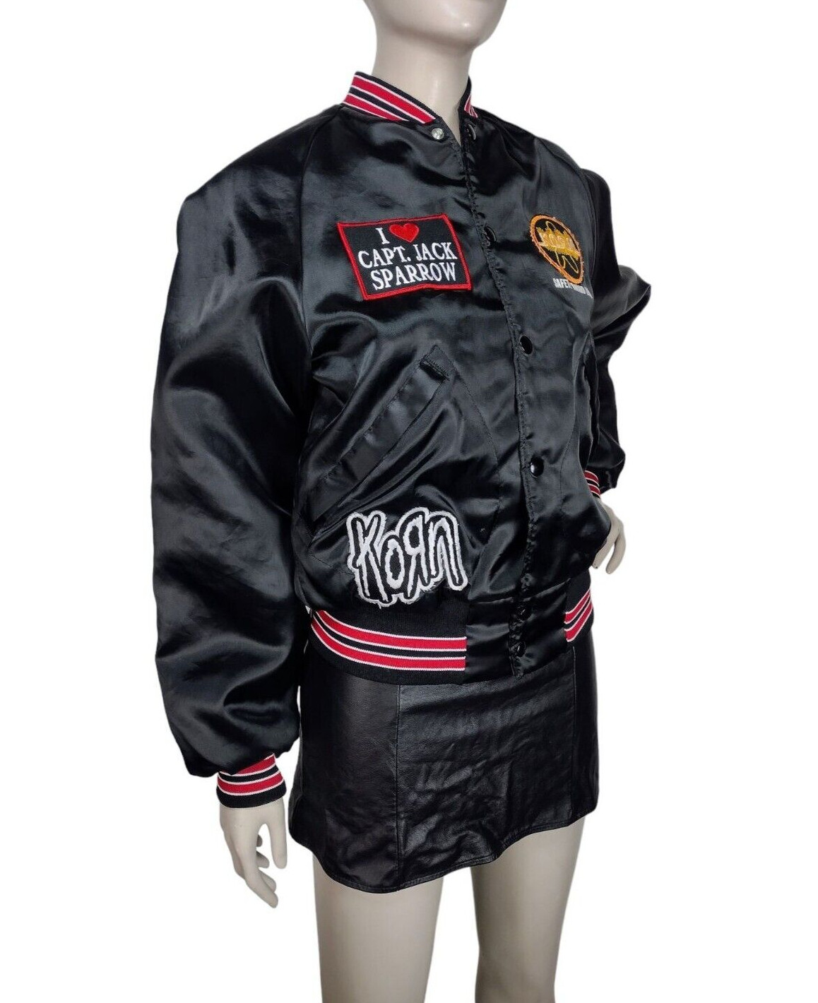 Vintage 80s 90s Pla-Jac KORN Band Patches Black Satin… - Gem