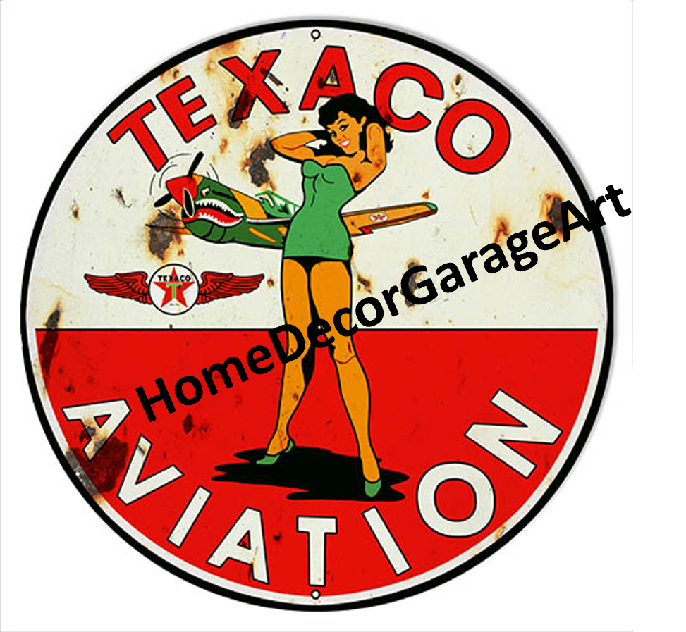 Texaco Aviation Motor Oil & Gas Metal Sign, Aged or New Style, Garage ...