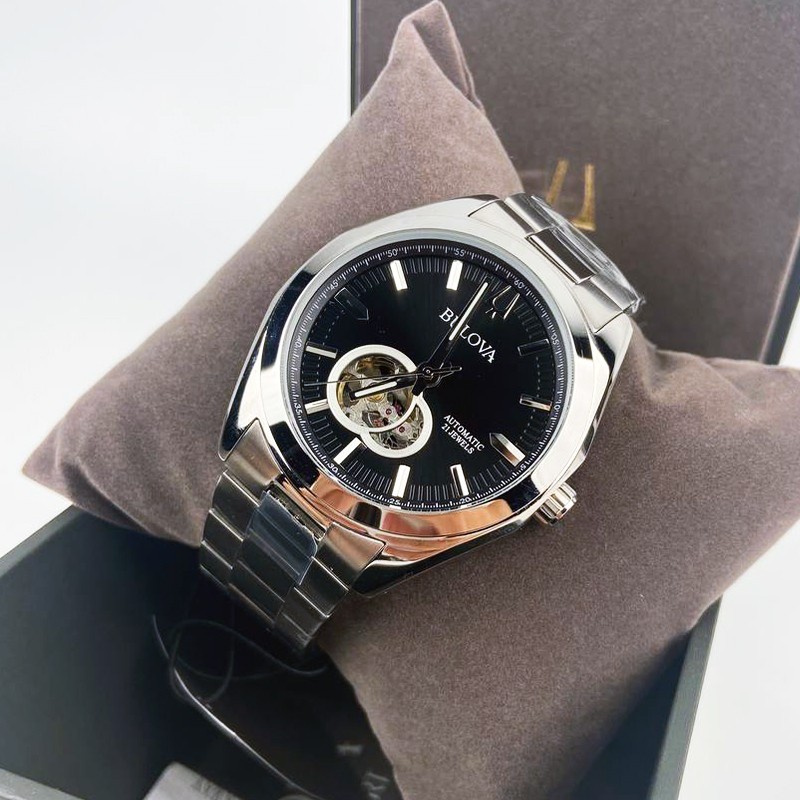 Bulova Surveyor Classic Automatic Black Steel Watch Men 96A270 ...
