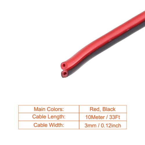 Red Black Wire Cable 2 Pin Wire Stranded Plastic Coated Cord 0.25mm2 ...