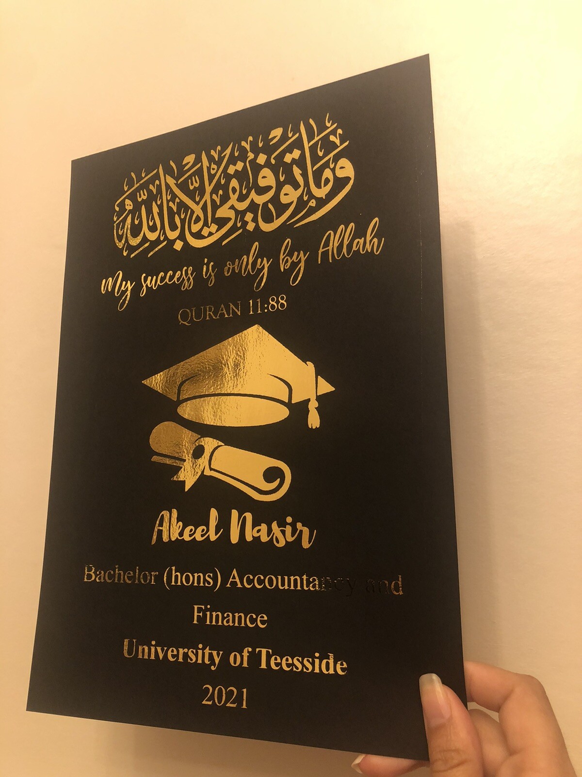 Personalised Graduation gift, Graduation foil print, Arabic Calligraphy ...