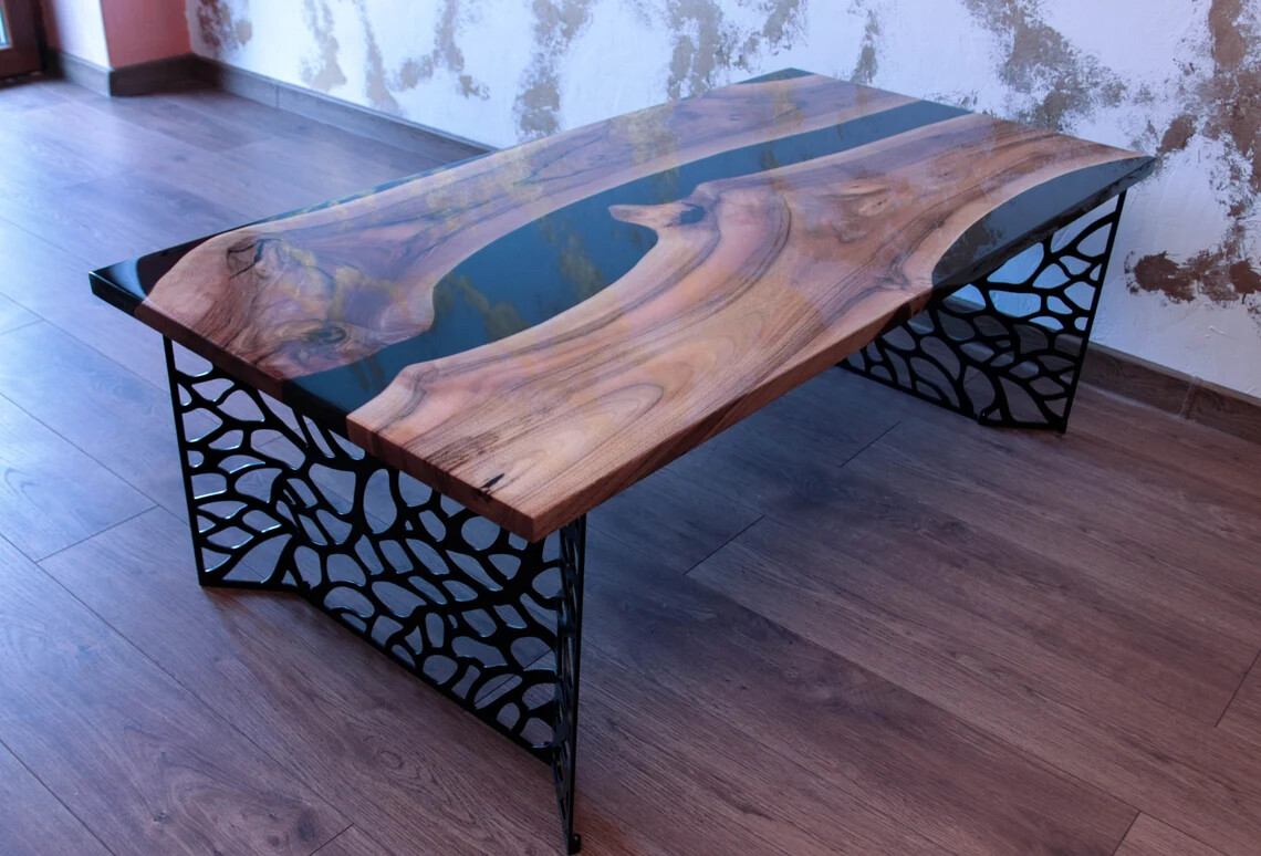 Custom Walnut Resin River Table, Writing Desk, Computer Desk, Walnut ...