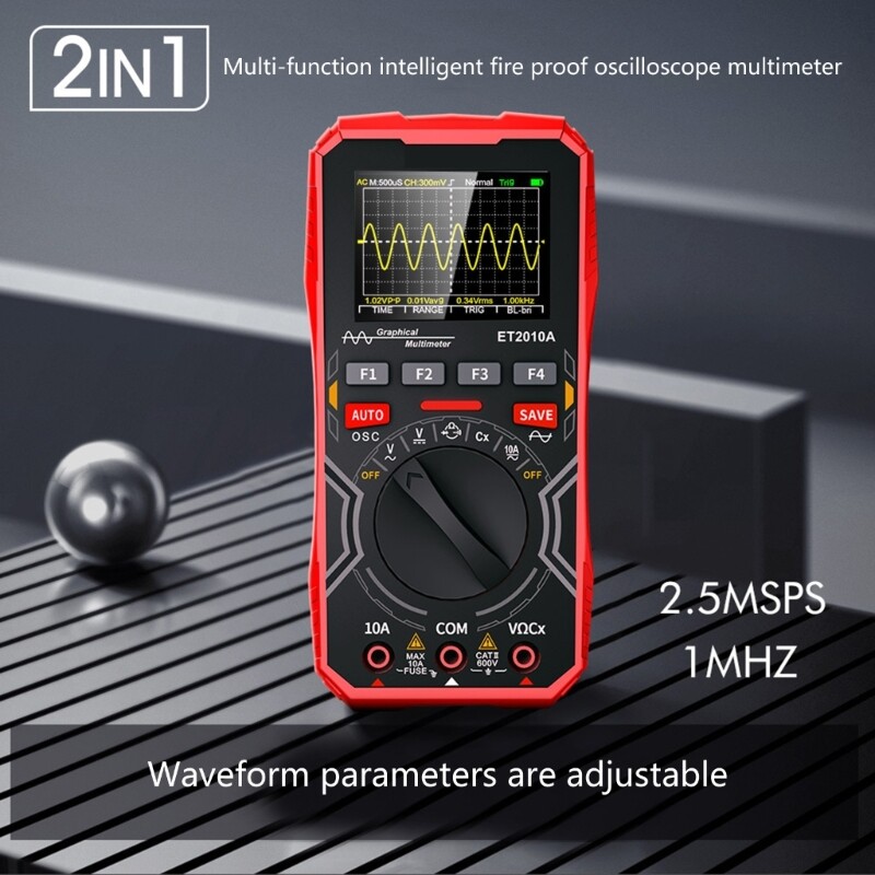 Small 1MHz Oscilloscope Multimeter with Color Display Handheld ...