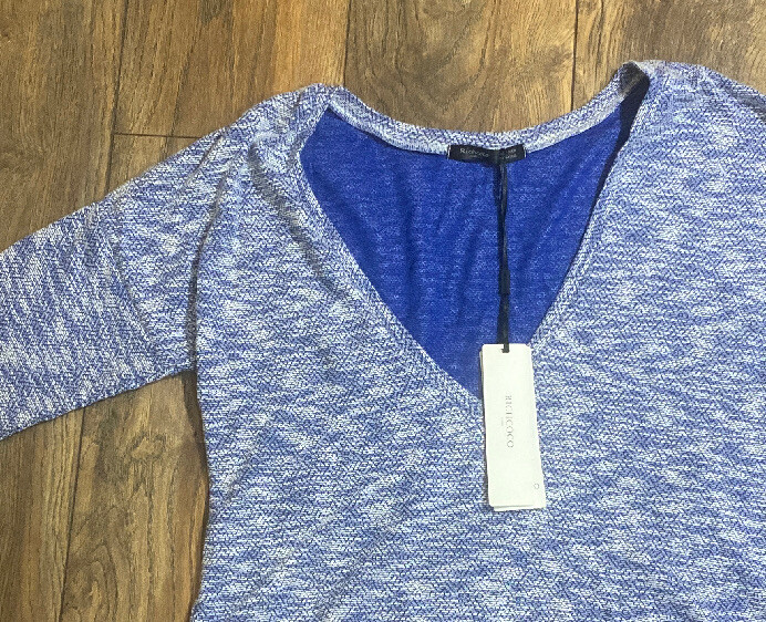 Richcoco Classic Long Sleeve V Neck Blue Top New With Tags Size XXL | eBay