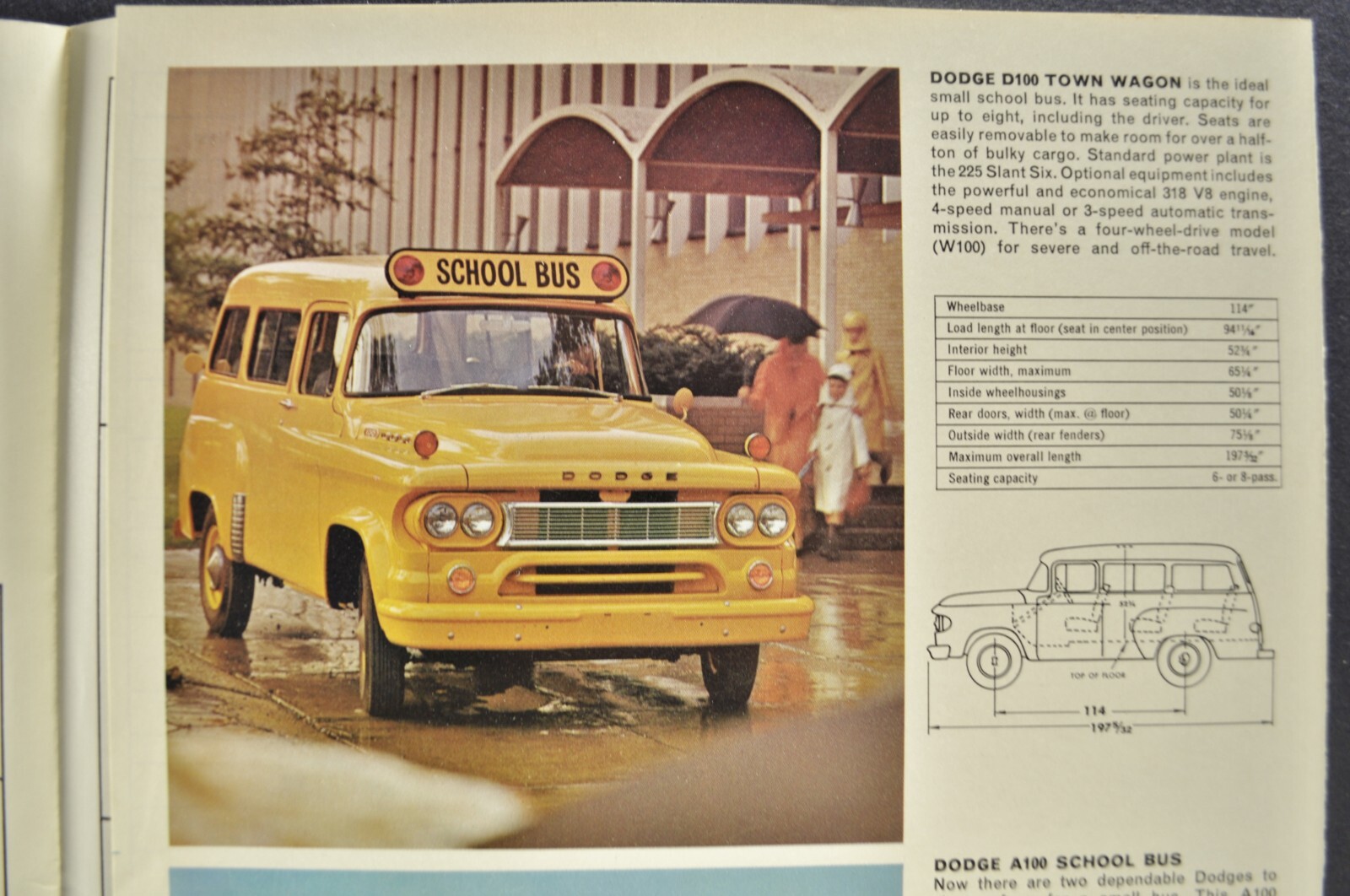 1965 Dodge Truck School Bus Brochure Town Wagon A100 Van Excellent ...