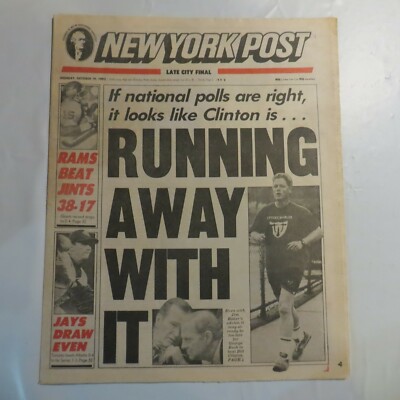 New York Post October 19 1992 Jim Baker George Bush Bill Clinton Rams ...