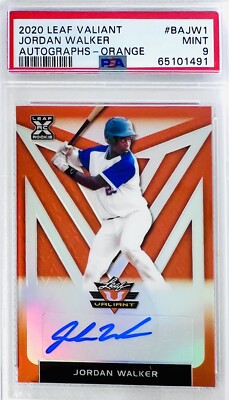 2020 Leaf Valiant Jordan Walker RC Auto Orange SP #/75 PSA 9 🔥 Rookie ...