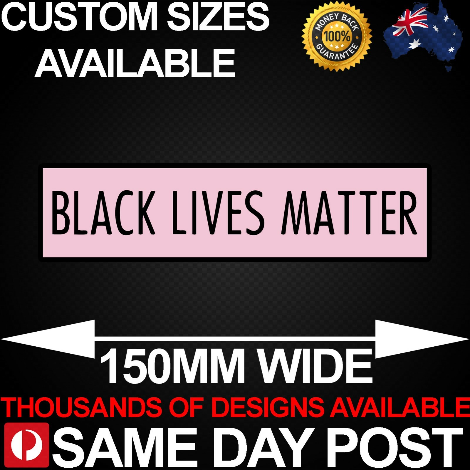 BLM PINK 150mm Wide Vinyl Car Sticker Decal Cheap Black Lives Matter ...