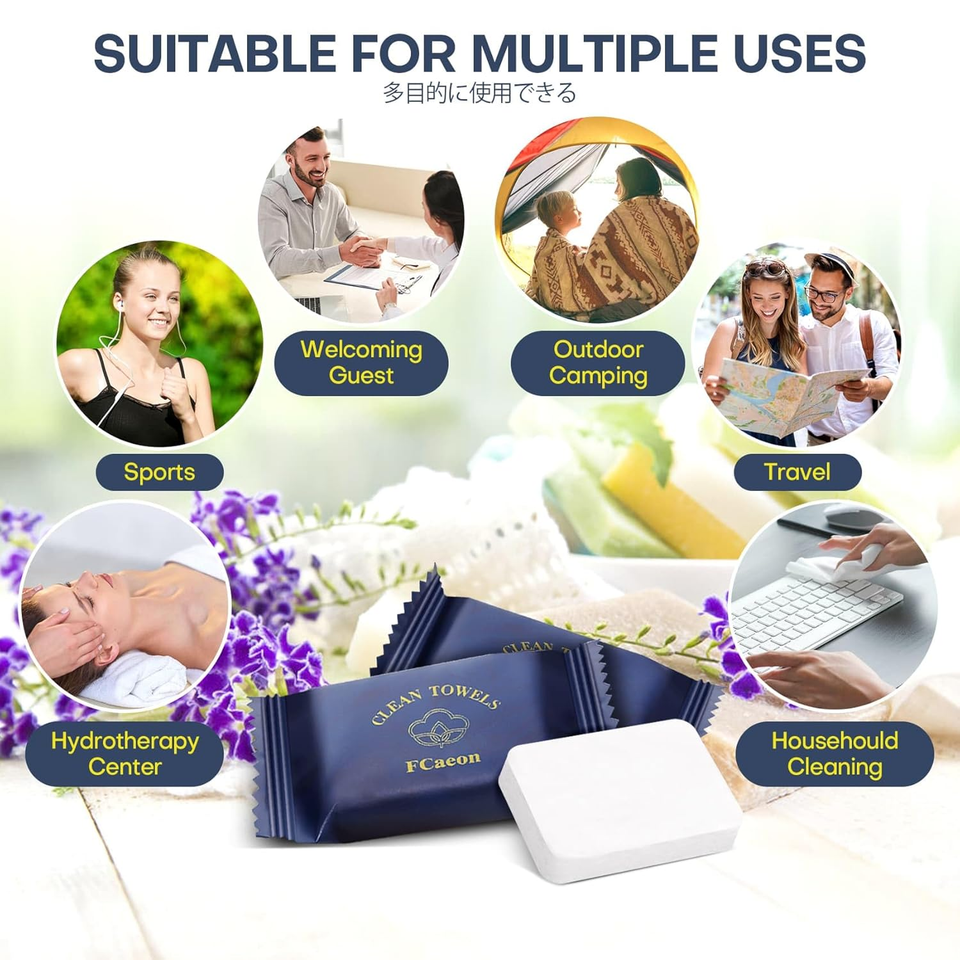 Compressed Towel Tablet 12"X9" 50 Packed Individually Wrapped ...
