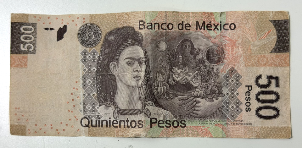 500 Pesos Mexican Banknote Diego Rivera Frida Kahlo Circulated | eBay