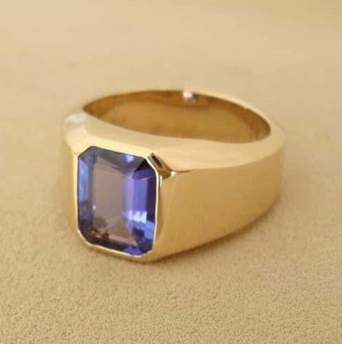 Men's Tanzanite Gemstone Ring For Him 14k Solid Gold Solitaire Handmade Rings | eBay