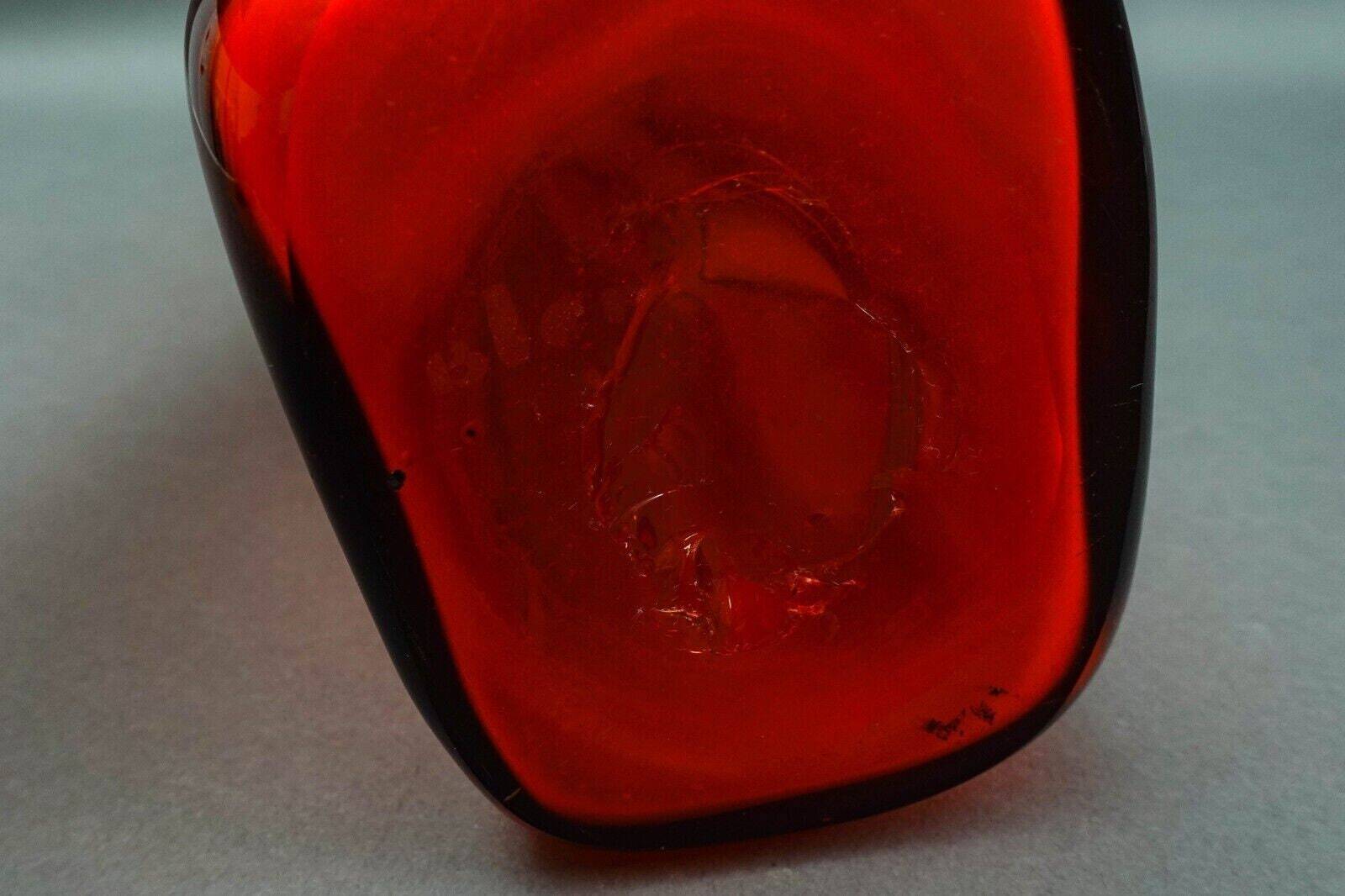 Blenko Wayne Husted Hand Blown Tangerine Twist Glass Decanter #5825 (No ...