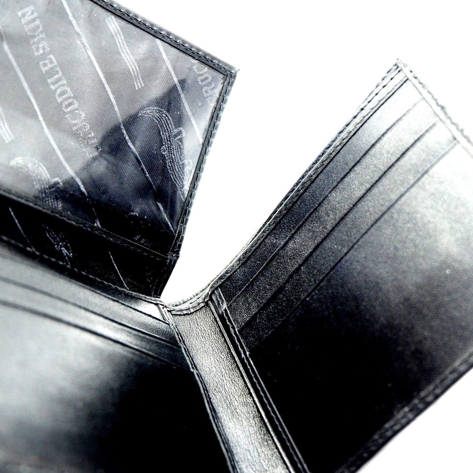 Blue Croc Leather Tail skin Men's Bi-fold Wallet Free shipping. | eBay