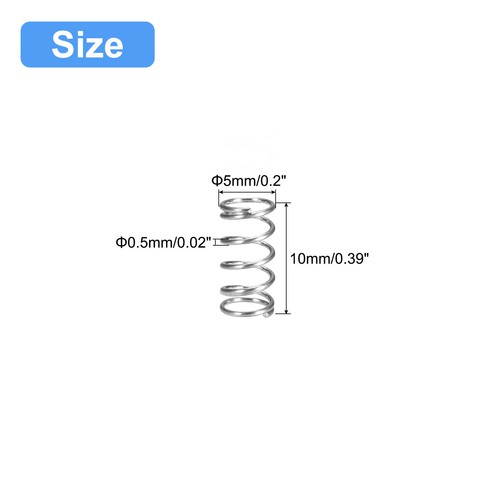 5Pcs Compression Spring 304 Stainless Steel 5mm OD 0.5mm Wire 10mm ...