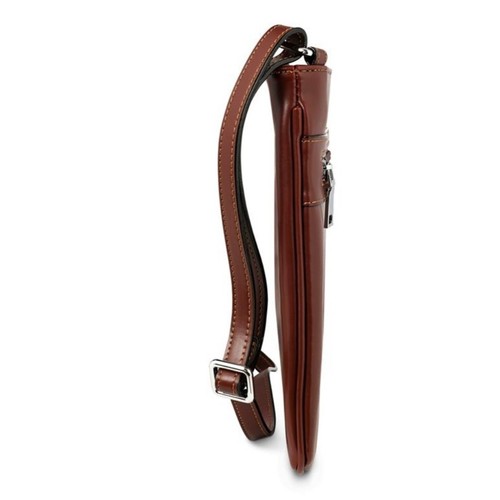 Stauer Women's Brooklyn Brown Leather Hip Bag Zip Pockets Adjustable ...