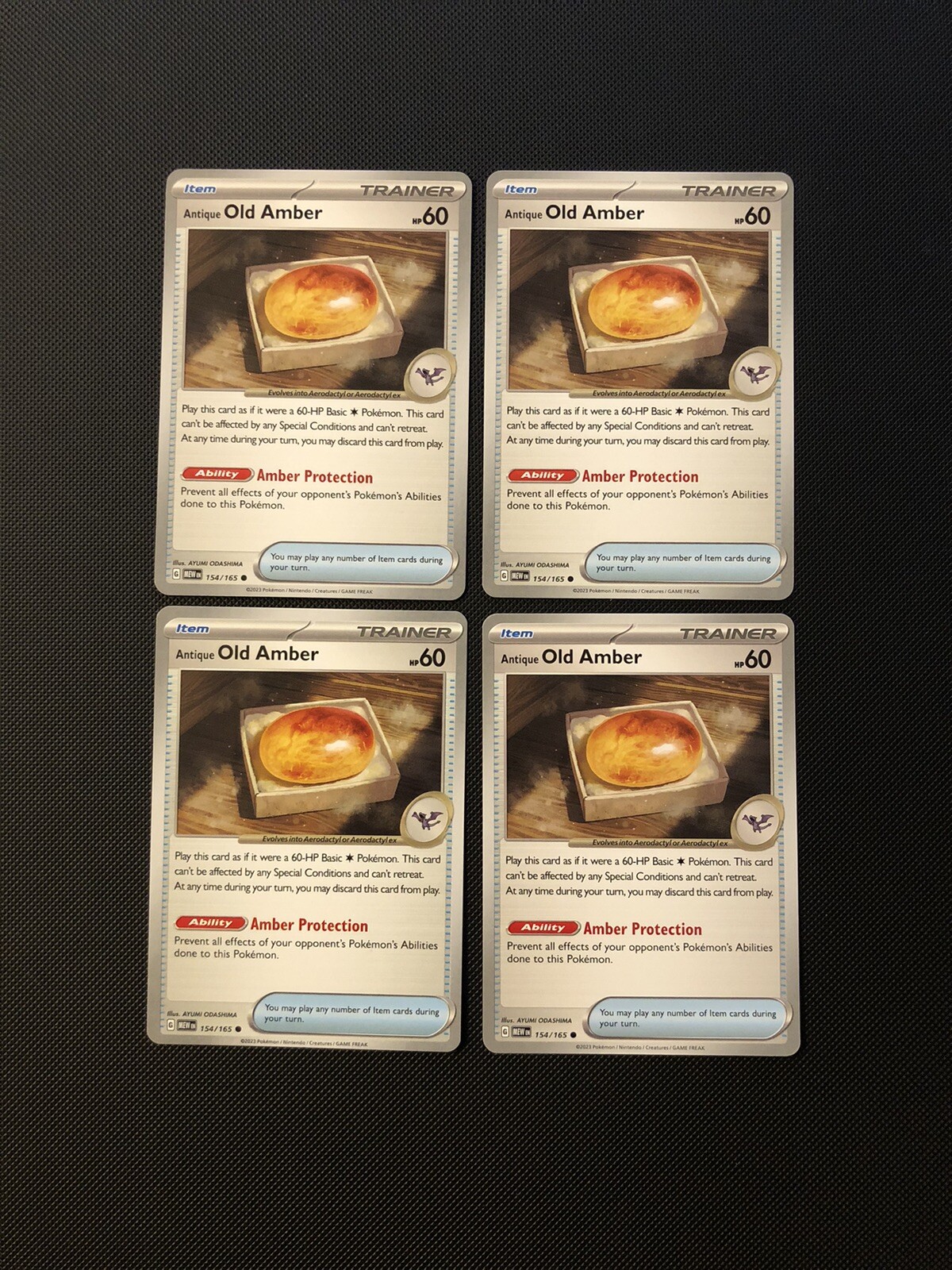4X Antique Old Amber 154/165 Playset S&V 151 Pokémon NM Fast Ship | eBay