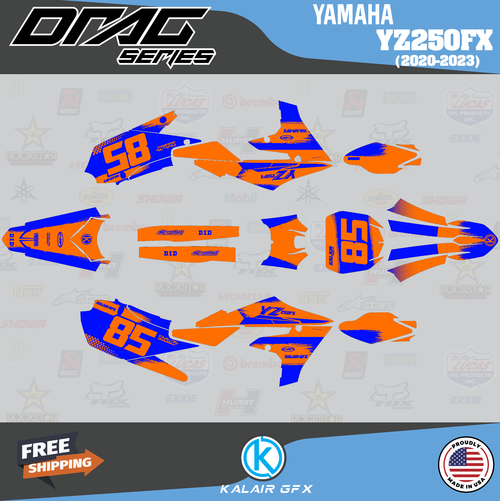 Graphics Kit for Yamaha YZ250FX 2020 2021 2022 2023 Drag Series ...