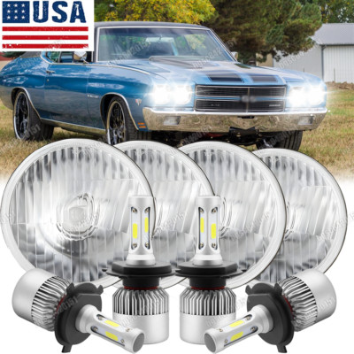4PCS For Chevrolet Chevelle 1964-1970 5-3/4 5.75" LED Headlights Hi/Lo ...