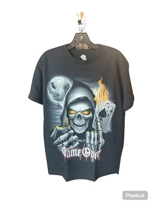GAME OVER SKULL Graphic T-shirt | eBay