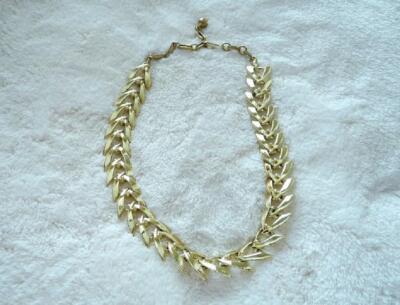 CORO Collar Choker Necklace ~ Vintage Gold-tone Triangle Herringbone ...