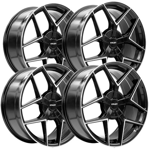 (Set of 4) Kalon 201 Falcon 20x8.5 5x112/5x120 +38mm Black/Machined ...