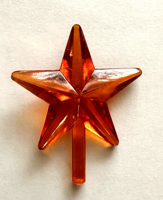 AMBER MEDIUM CLASSIC STAR Ceramic Christmas Tree 2" Topper Vintage rare ...