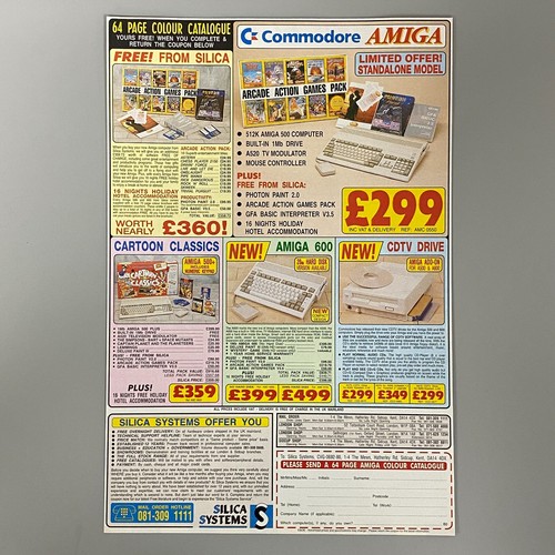 Commodore Amiga Cartoon Classics Amiga 600 CDTV Drive 1992 Vintage ...