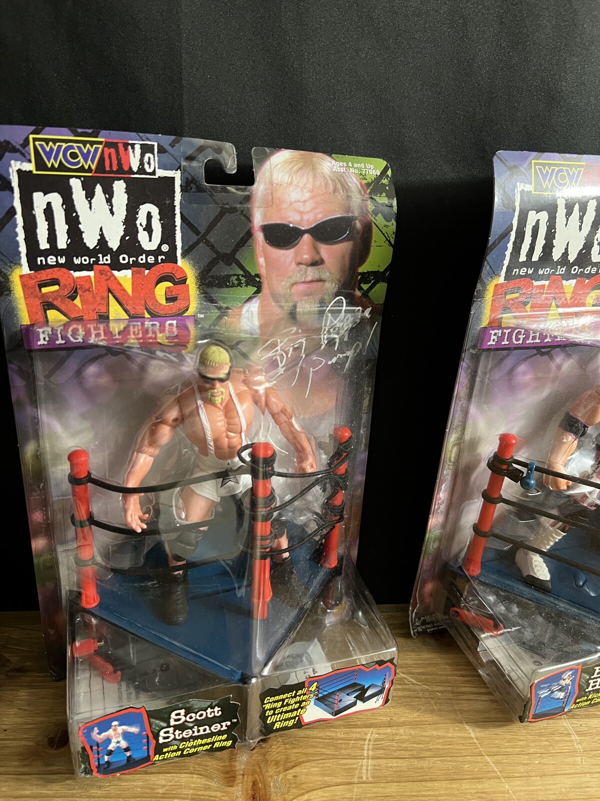 1999 WCW/NWO Ring Fighter Toy Figures LOT of 3 BRET HART,CHRIS BENOIT ...