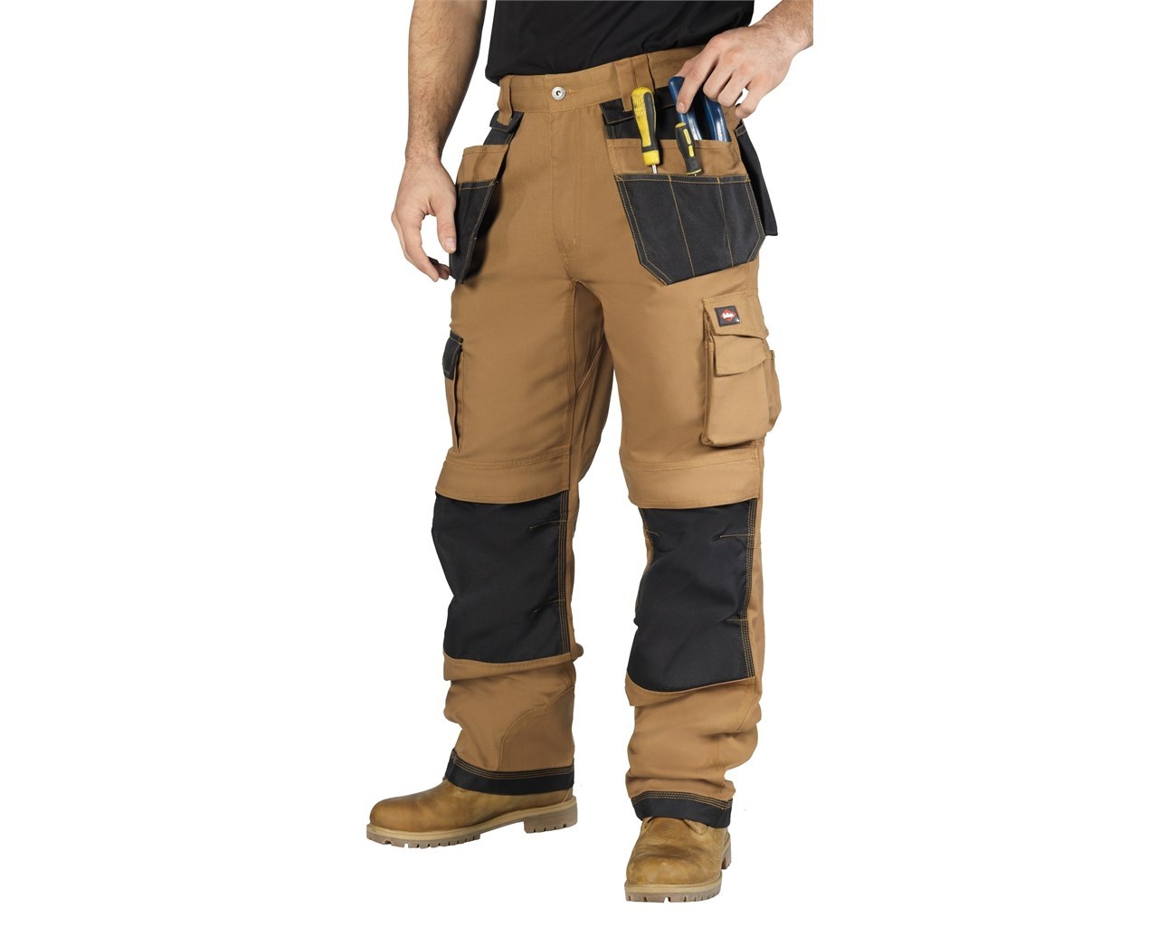 Lee Cooper Workman Cargo Trousers, Knee Pad, Tan Black, LCPNT210, Waist ...