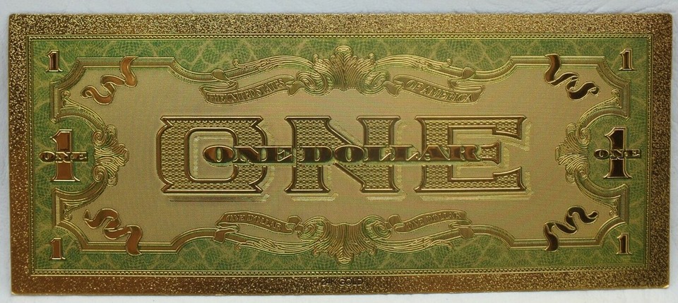 24K Gold-Plated Foil Note Currency Bill Paper Money Novelty Famous Cash ...