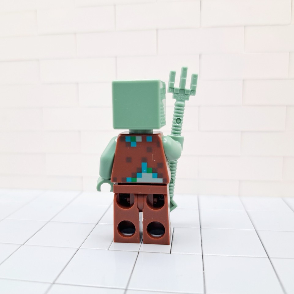 ⭐ LEGO Minecraft Drowned Zombie with Trident Minifigure min088 21178 ...