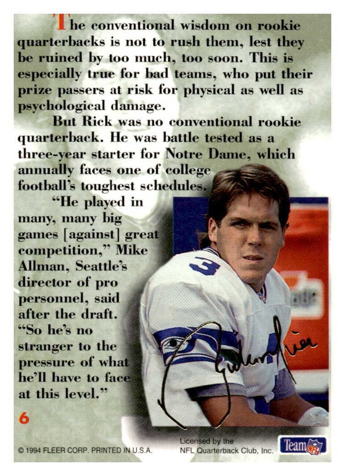 1994 Ultra Rick Mirer Rick Mirer 6 | eBay