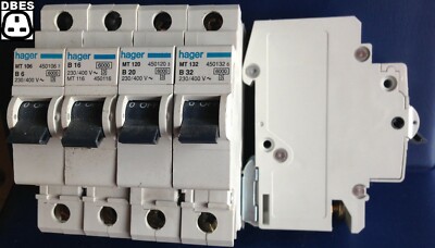 HAGER MCB MT Series Type B 6A 10A 16A 32A 40A BS60898 | eBay