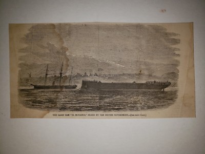 Laird Rams El Monassir Confederate Ship Seized Civil War 1863 Sketch ...