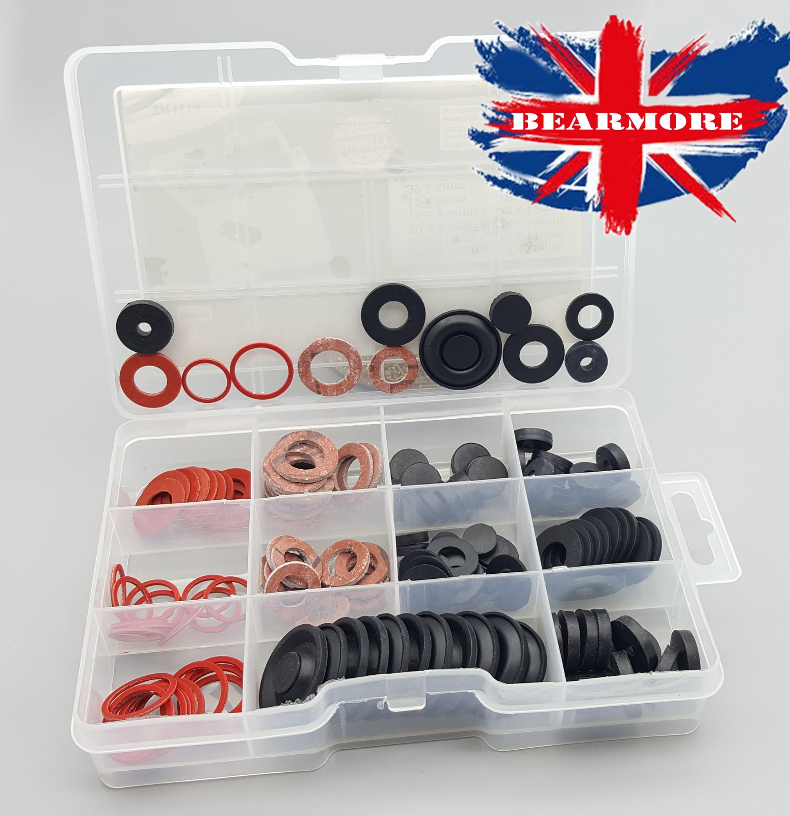 144 x Assortment Box of Plumbers Washers Tap Sealing Hose Shower Rubber ...